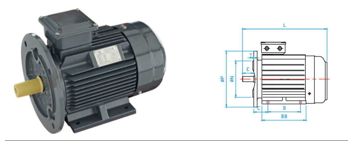 IE3 3 相非同期 2 極モーター 3000rpm 内蔵周波数インバーター付き